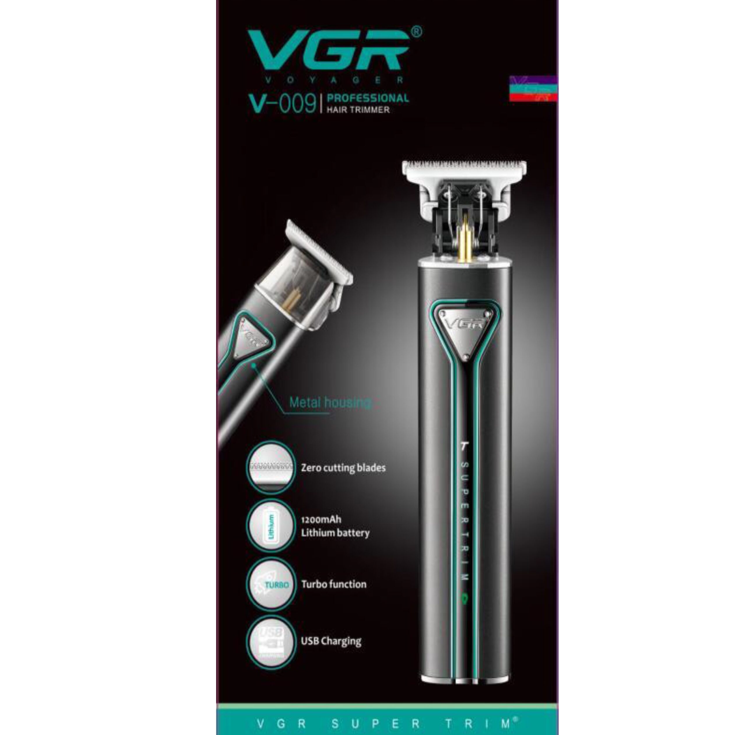 VGR V-009 Black blue professional trimmer - Ashcomonline